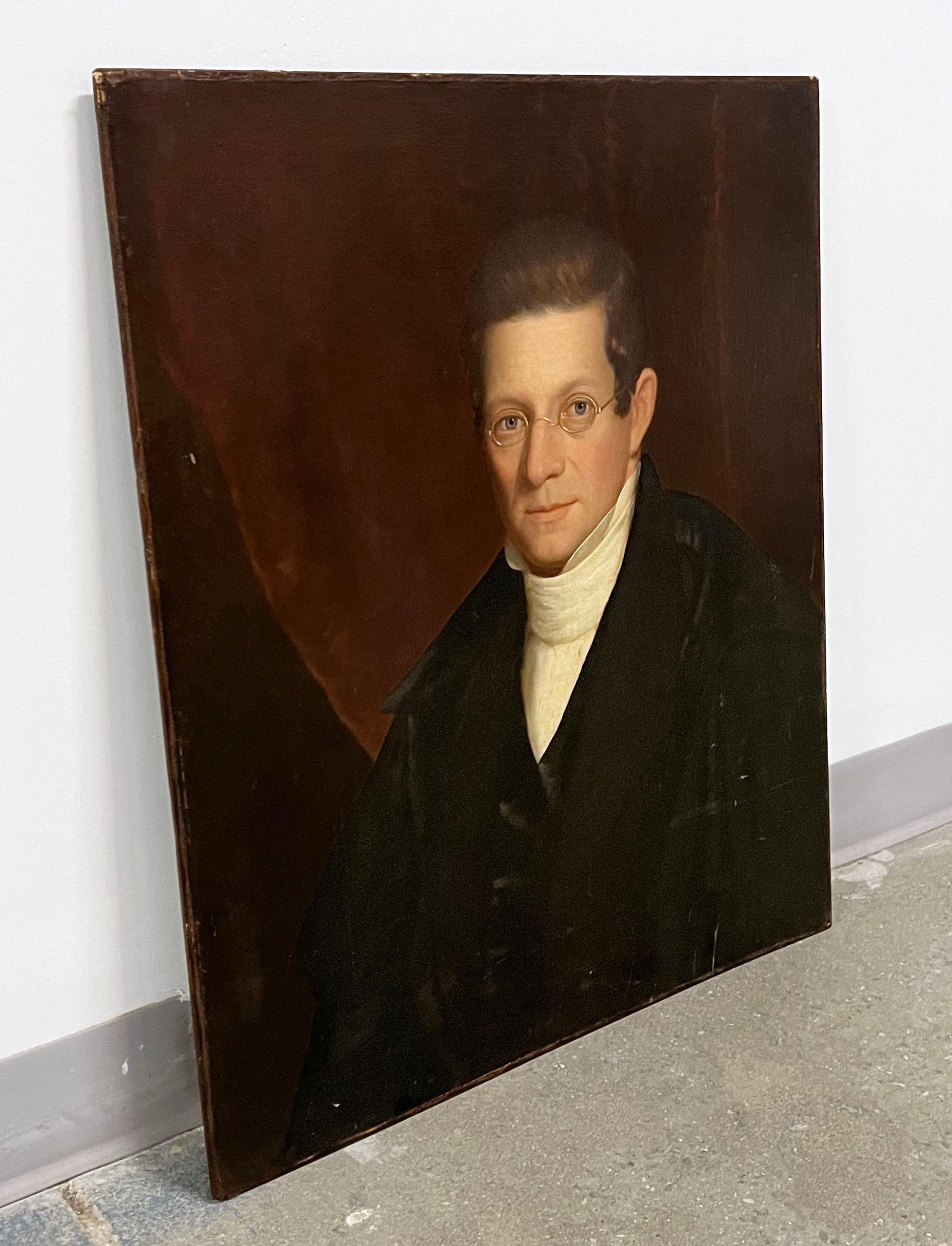 Early 19th Century Oil Portrait of a Bespectacled New England Gentleman ...