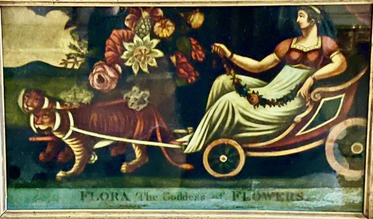 Early 19th Century Painted Glass Transfer Flora the Goddess of Flowers ...