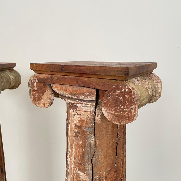 Early 19th Century Pair of Wood Columns Lacquered in Faux Marble ...