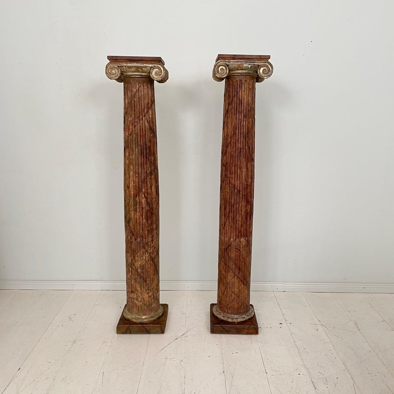 Early 19th Century Pair of Wood Columns Lacquered in Faux Marble ...