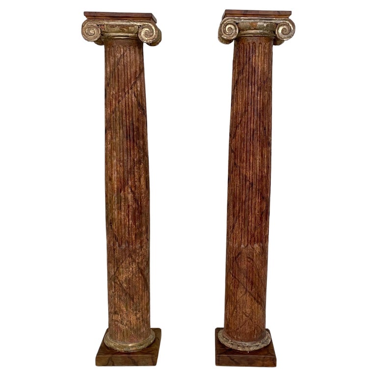 Early 19th Century Pair of Wood Columns Lacquered in Faux Marble ...