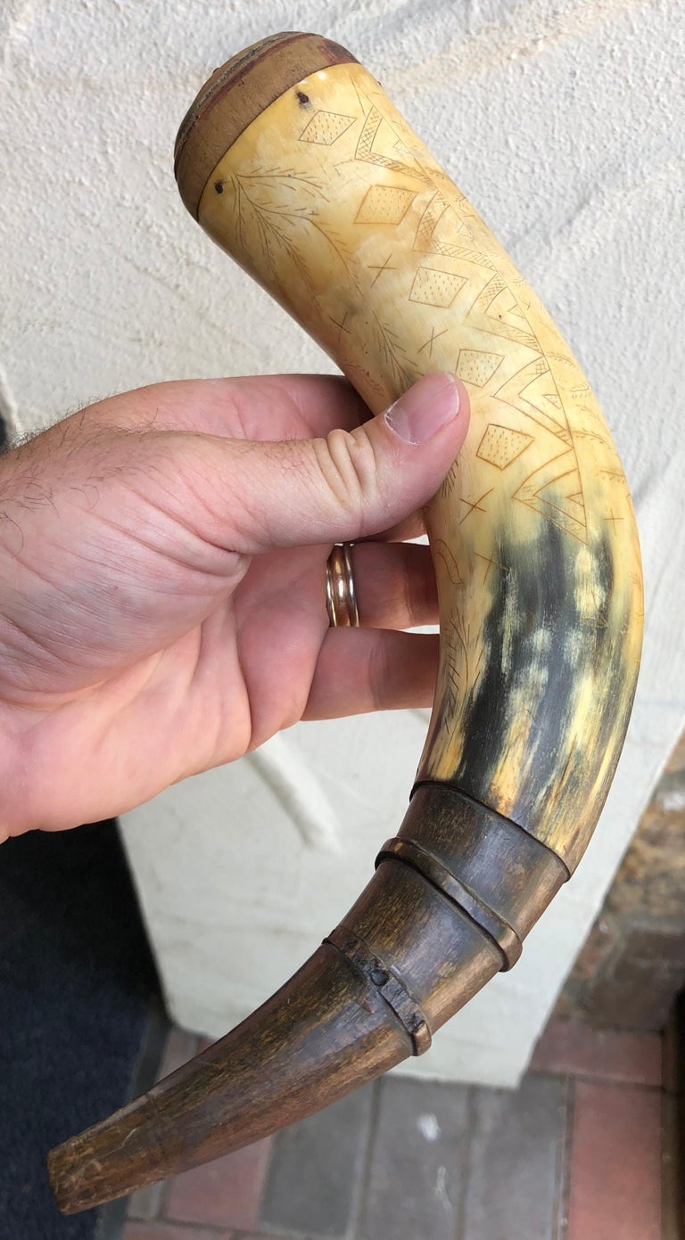 Early 19th Century Pennsylvania Folk Art American Powder Horn at 1stDibs
