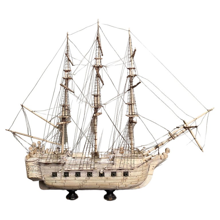 Early 19th Century Prisoner of War Bone Model Ship at 1stDibs