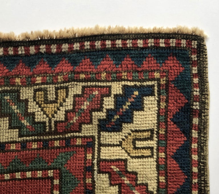 Early 19th Century, Red Field and Ivory Border, Wool Caucasian Pinwheel ...