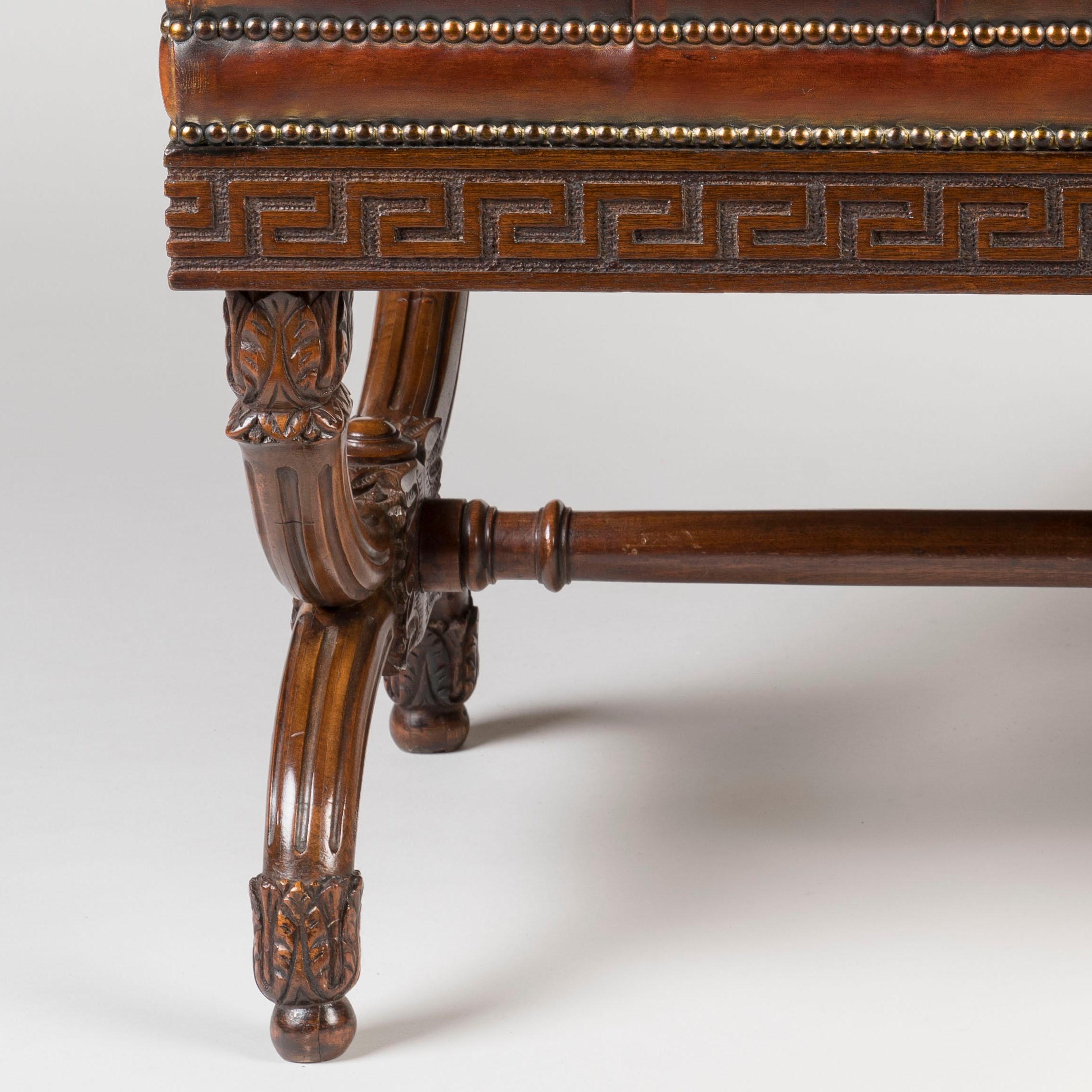 Early 19th Century Regency Mahogany Curule Leg Stool with Brown Leather ...