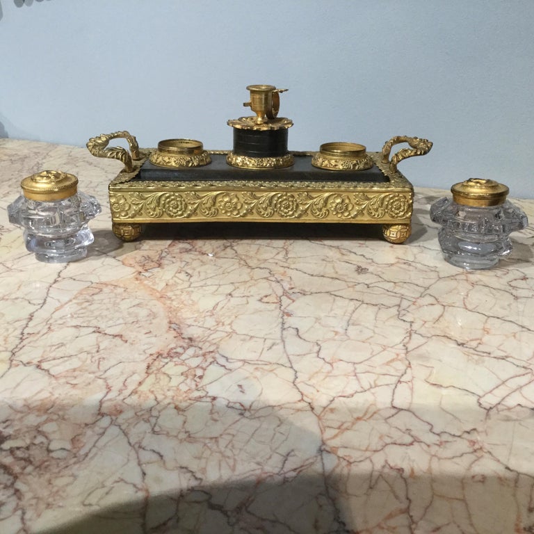 Early 19th Century Regency Period Gilt Metal Ink Stand at 1stDibs
