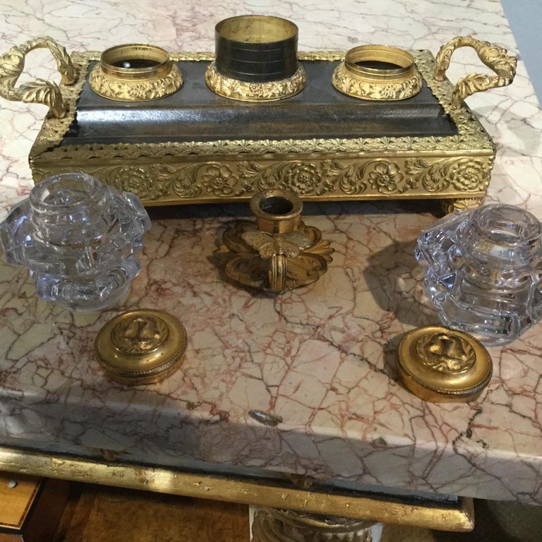 Early 19th Century Regency Period Gilt Metal Ink Stand at 1stDibs