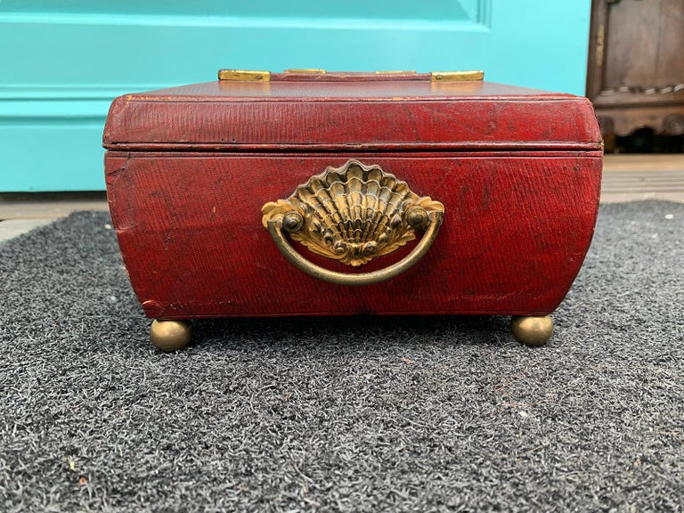 Early 19th Century Regency Red Leather Chinoiserie Sewing Box ...