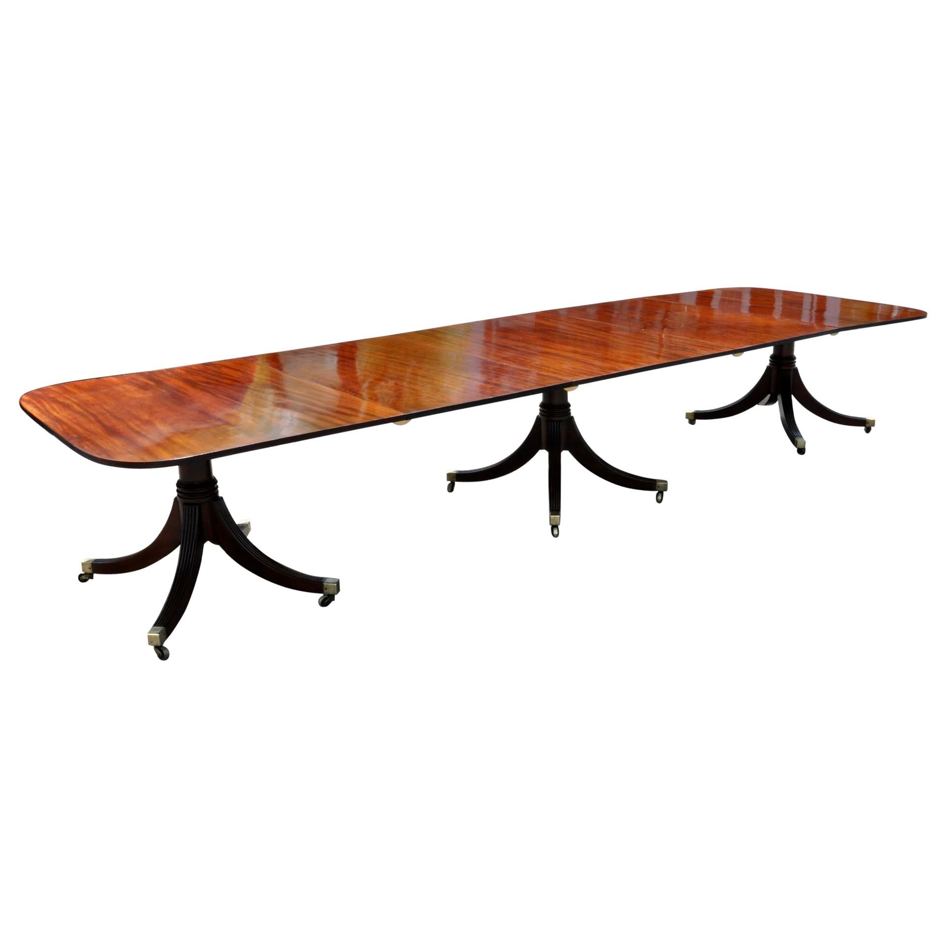 Early 19th Century Regency Mahogany Three Pedestal Dining Table For ...