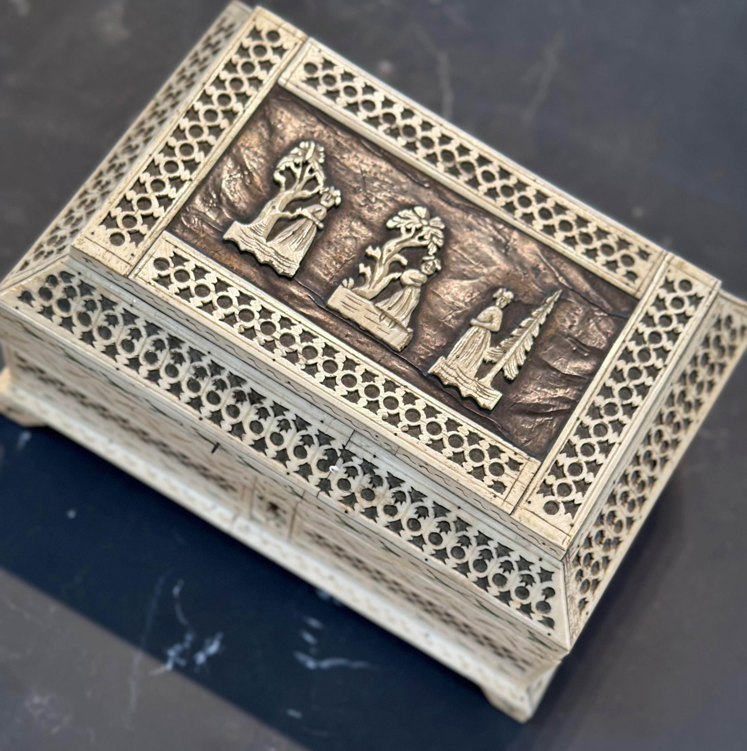 Early 19th Century Russian Stained and Hand Carved Bone Table Casket ...