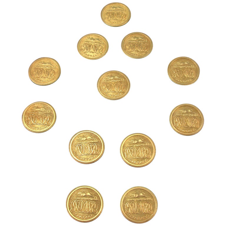 Early 19th Century Set of 12 Brass Gilt Hunting Buttons by Firmin and ...