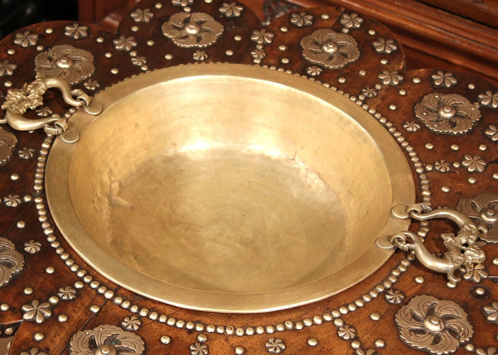 Mid-19th Century Spanish Carved Walnut "Brasero" Table with Repousse ...