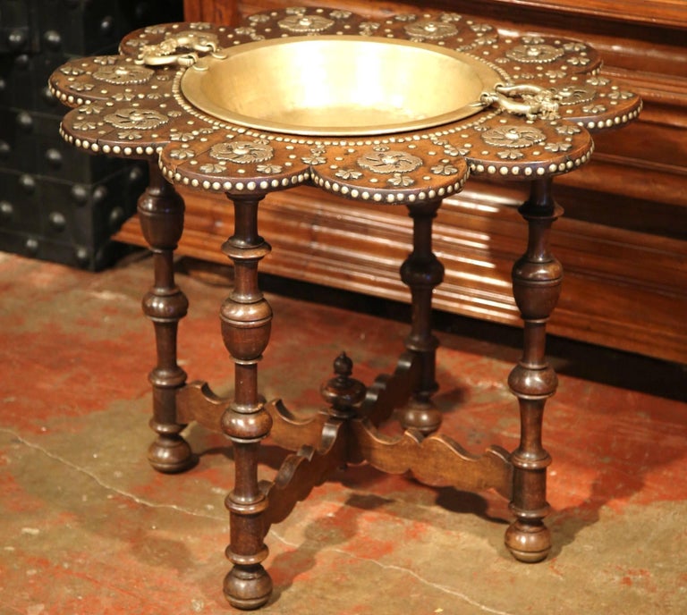 Mid-19th Century Spanish Carved Walnut "Brasero" Table with Repousse ...