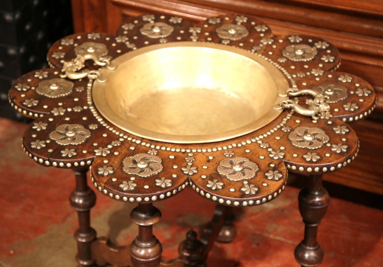 Mid-19th Century Spanish Carved Walnut "Brasero" Table with Repousse ...
