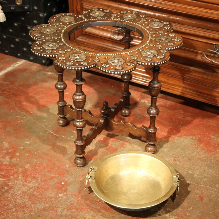 Mid-19th Century Spanish Carved Walnut "Brasero" Table with Repousse ...