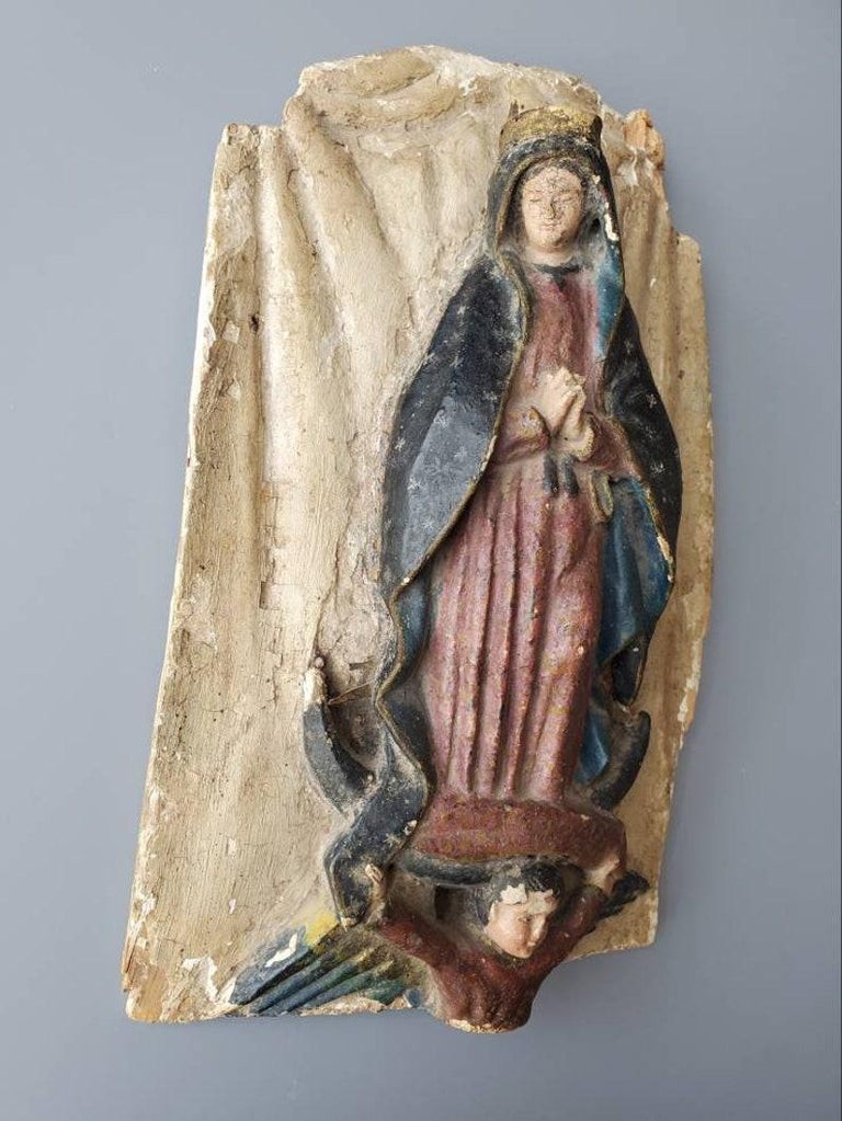 Early 19th Century Spanish Colonial Our Lady of Guadalupe Religious Plaque For Sale at 1stDibs