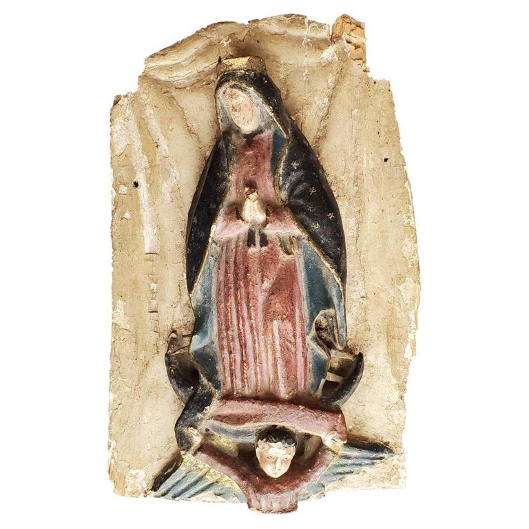 Early 19th Century Spanish Colonial Our Lady of Guadalupe Religious Plaque For Sale at 1stDibs