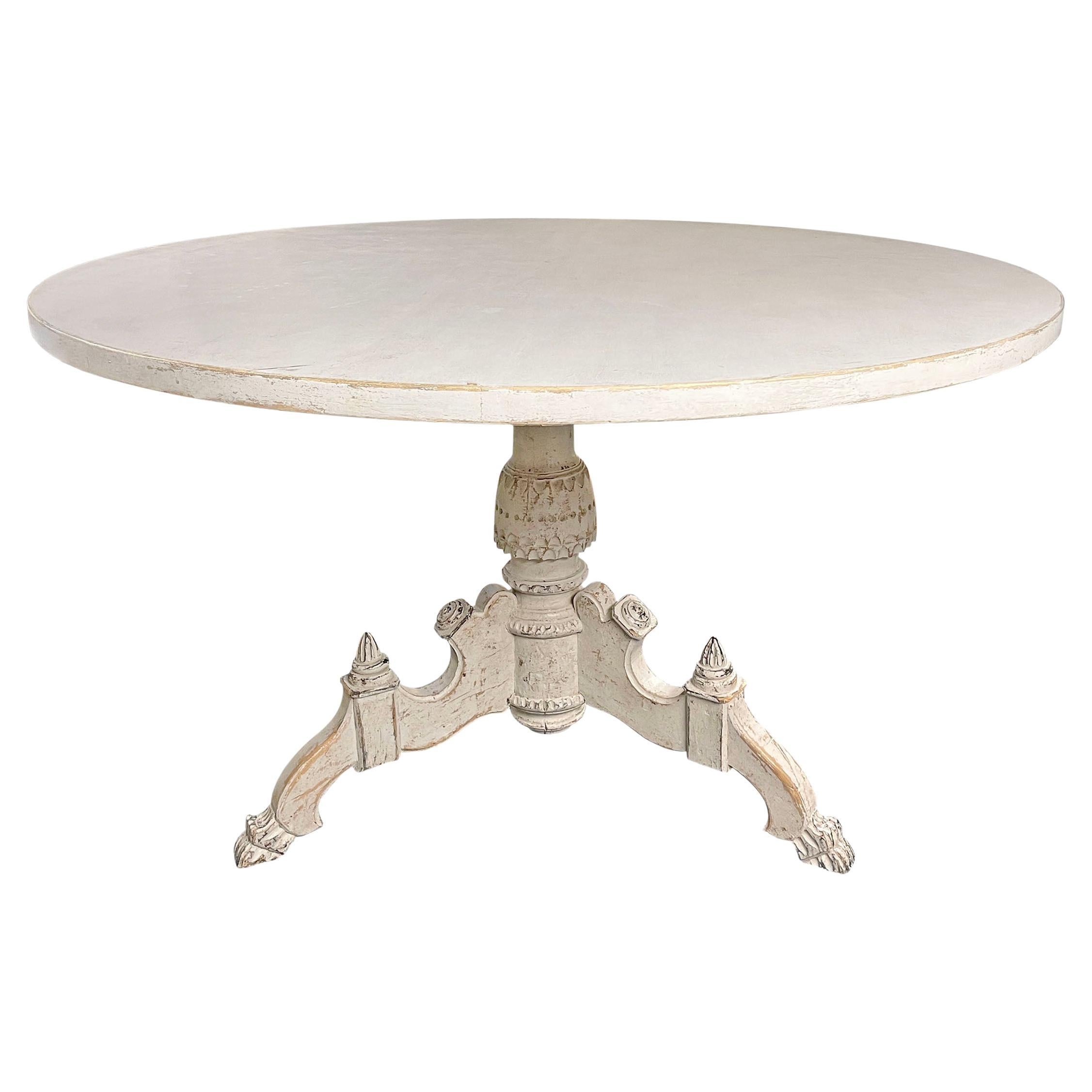 19th Century Antique Organic Round Dining Table in Poplar Wood at 1stDibs