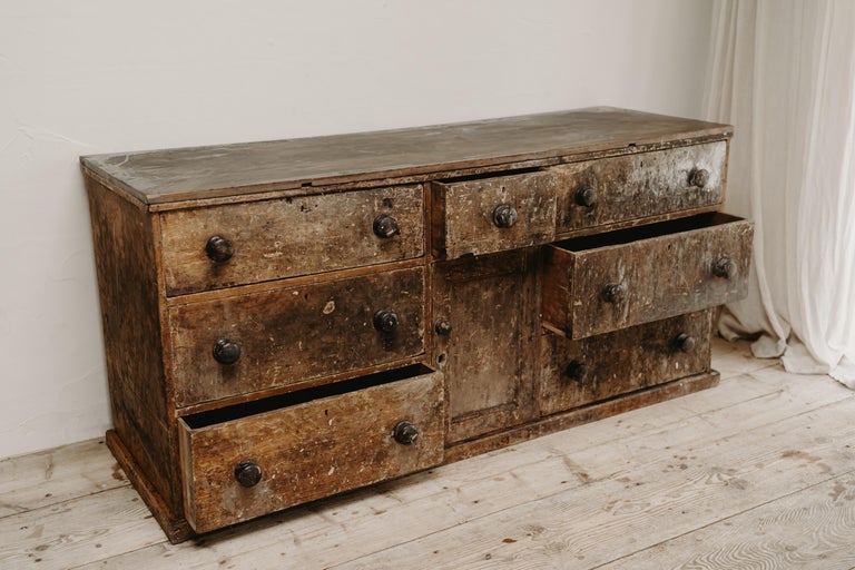 Early 19th Century Victorian Period Comb-Work Painted Pine Dresser Base ...