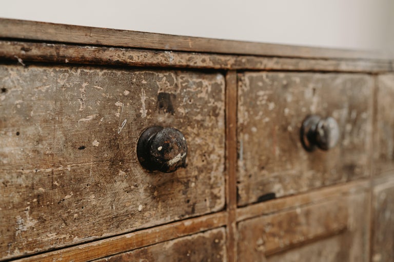 Early 19th Century Victorian Period Comb-Work Painted Pine Dresser Base ...