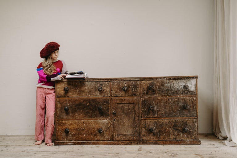 Early 19th Century Victorian Period Comb-Work Painted Pine Dresser Base ...