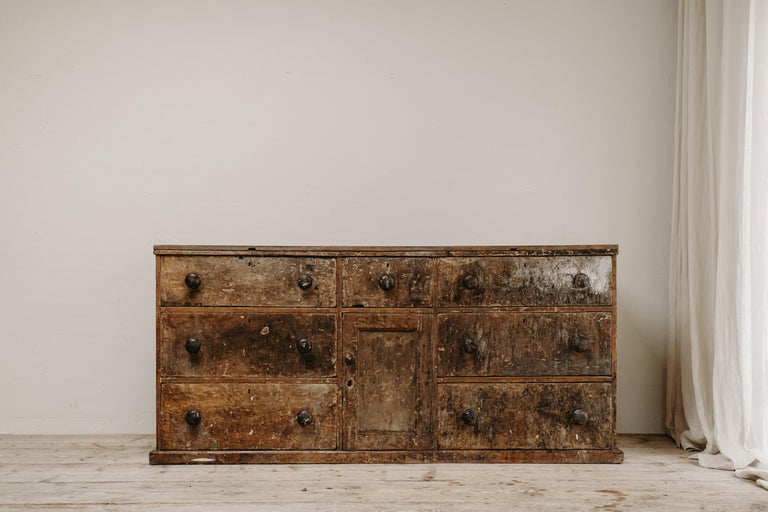 Early 19th Century Victorian Period Comb-Work Painted Pine Dresser Base ...