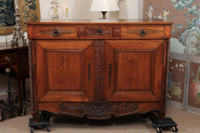 Early 19th Century Walnut Buffet with Carved Apron, France, circa 1800 ...