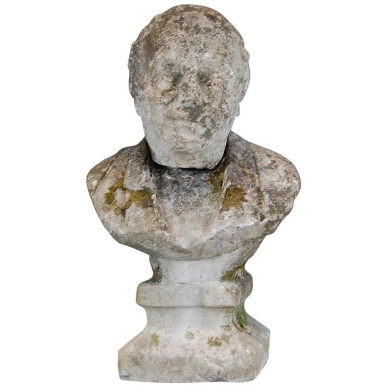 Early 19th Century Weathered Carved Stone Bust at 1stDibs
