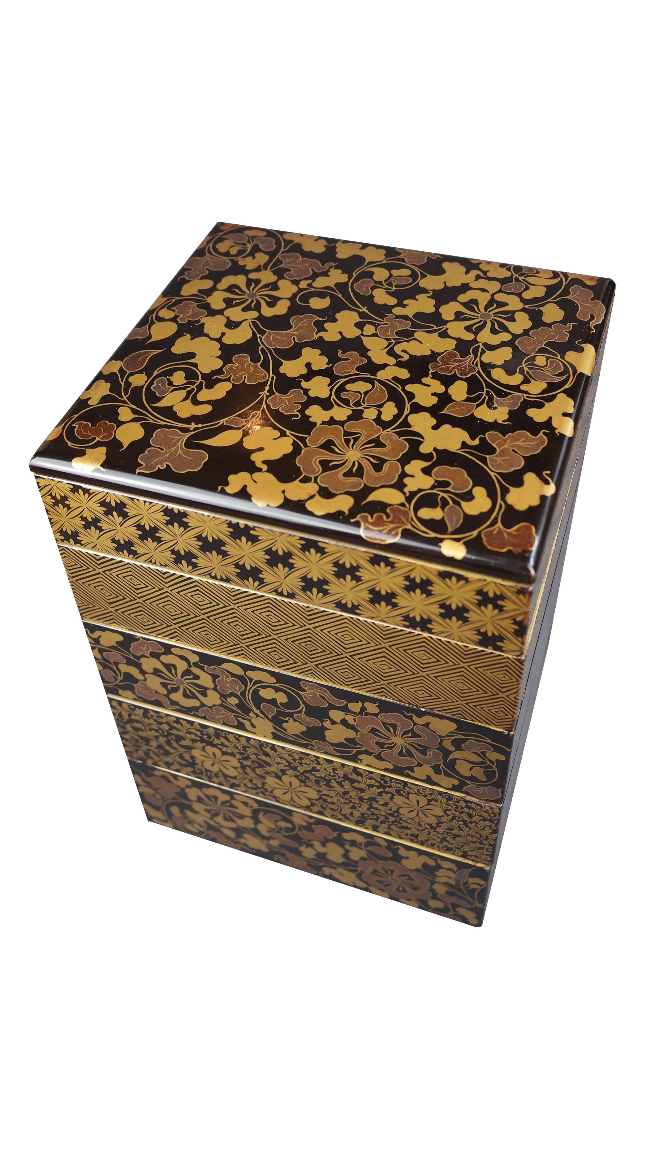 Early 19th Century, Bento Box with Arabesque and Cherry Blossom Design ...