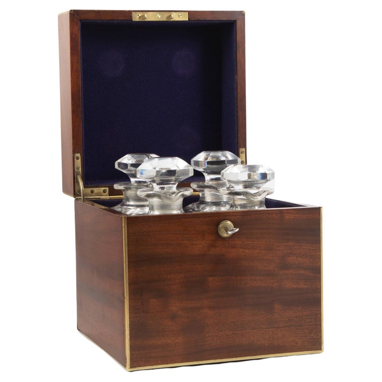Early 19th Ctr. Decanter Box with Four Original Crystal Bottles For ...