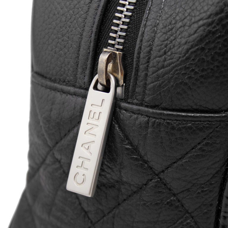 Early 2000s Chanel Black Quilted Caviar Mini Bowler Bag For Sale at 1stDibs