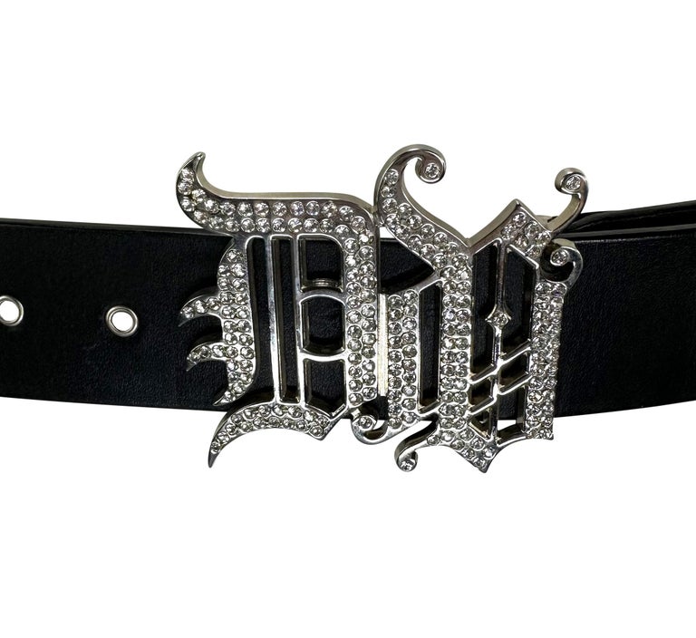 Early 2000s Gianni Versace by Donatella Men's Rhinestone Monogram Logo ...
