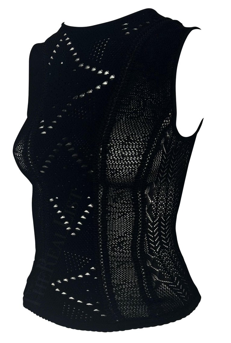 Early 2000s Gianni Versace by Donatella Sheer Black Stretch Knit ...
