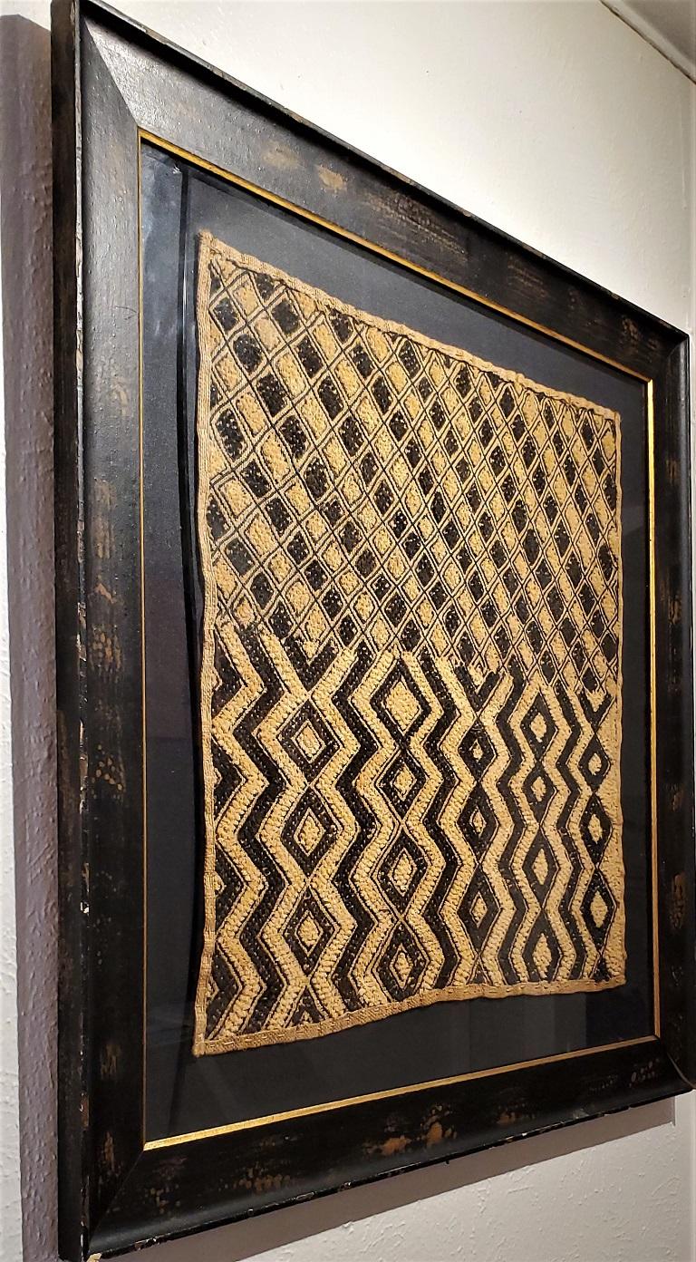 Early 20th Century Congolese Large Kuba Framed Textile For Sale at 1stDibs