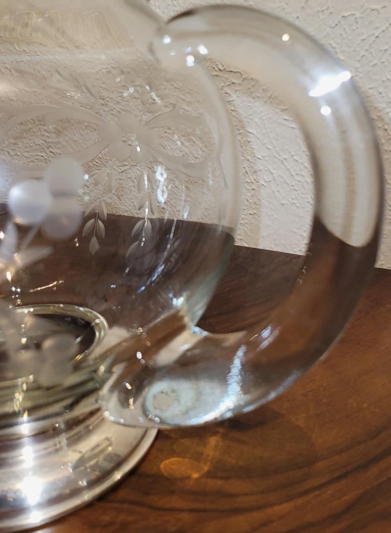 Early 20C Etched Crystal Jug with Sterling Silver Base by Arthur A ...