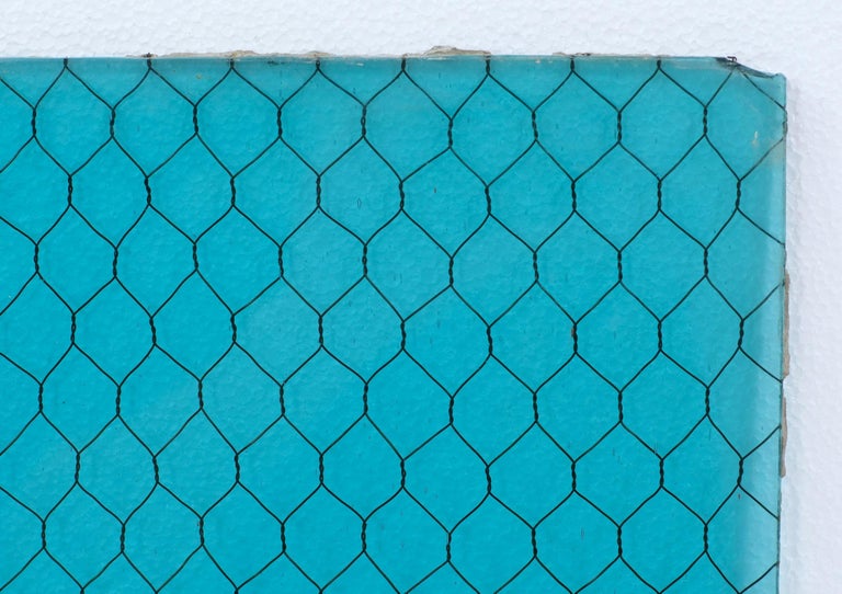 Early 20th C. Aqua Blue Chicken Wire Glass Custom Order at 1stDibs