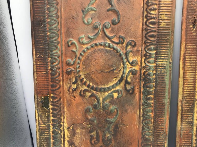 Early 20th Century Architectural Reclaimed Raised-Tin Tole Wall Plaques ...