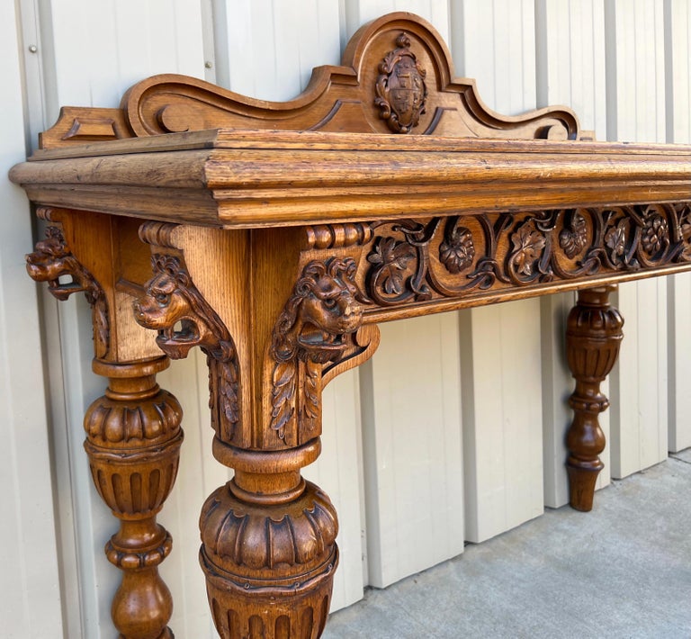 Early 20th-C. British Colonial Heavily Carved Oak Sideboard / Server ...