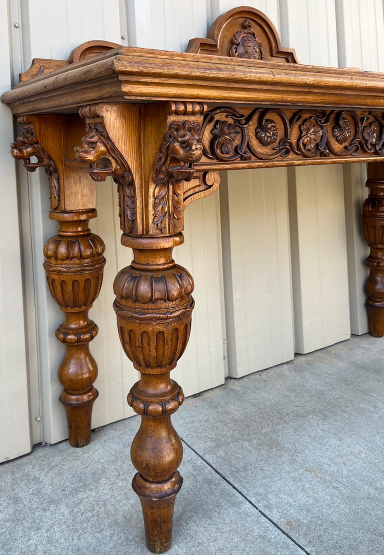 Early 20th-C. British Colonial Heavily Carved Oak Sideboard / Server ...