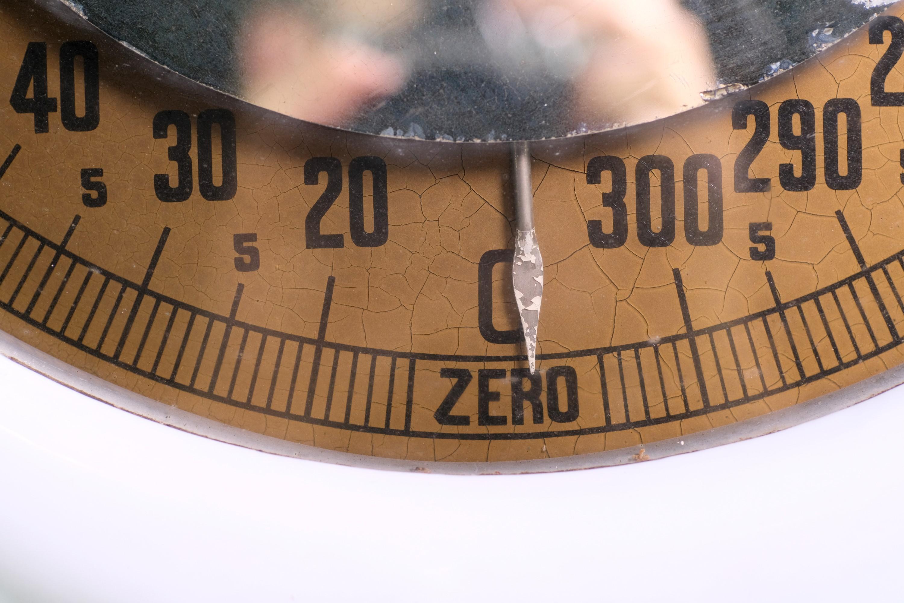 Early 20th C Cast Iron Lollipop Scale w Mirror National Automatic ...