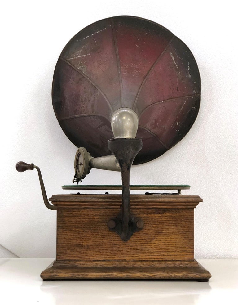 Early 20th C. Columbia Graphophone w/ 5 Records and Horn For Sale at ...