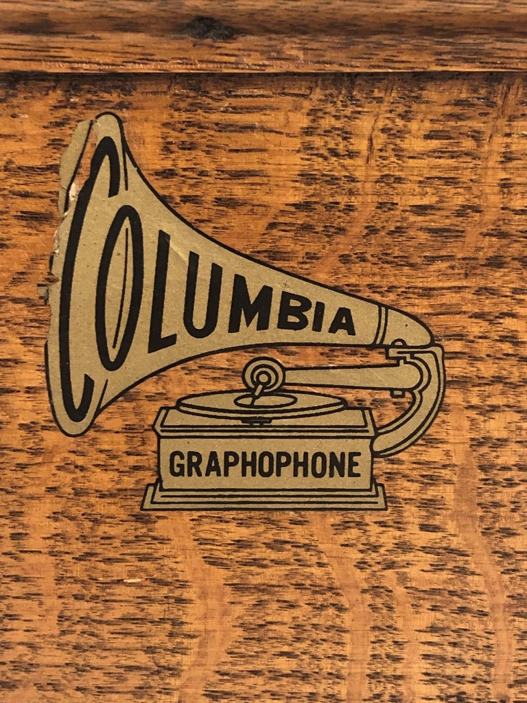 Early 20th C. Columbia Graphophone w/ 5 Records and Horn For Sale at ...