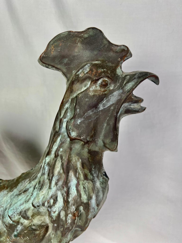 Early 20th C. Copper Rooster on Iron Base For Sale at 1stDibs