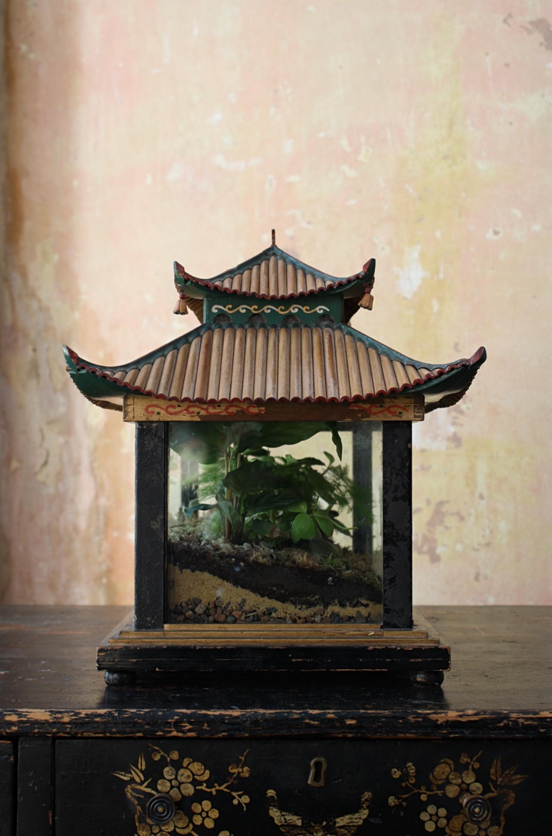 Early 20th C Country House Architectural Model Ebonised and Gilt Pagoda ...