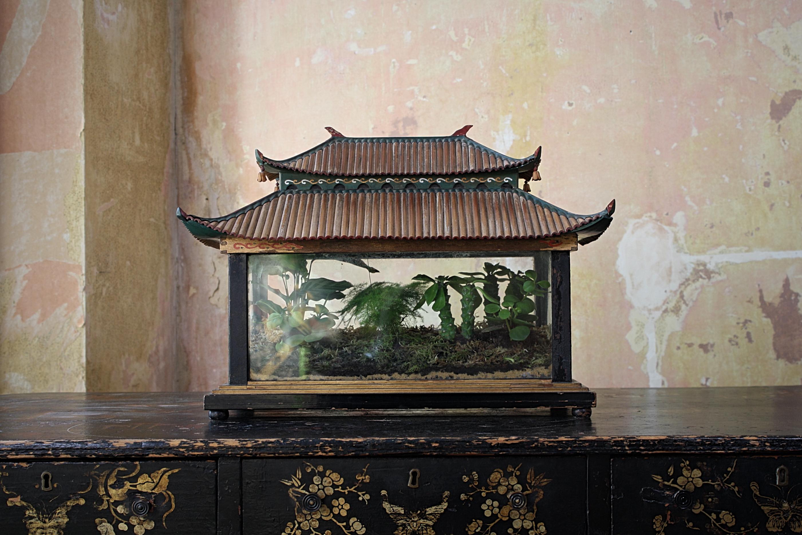 Early 20th C Country House Architectural Model Ebonised and Gilt Pagoda ...