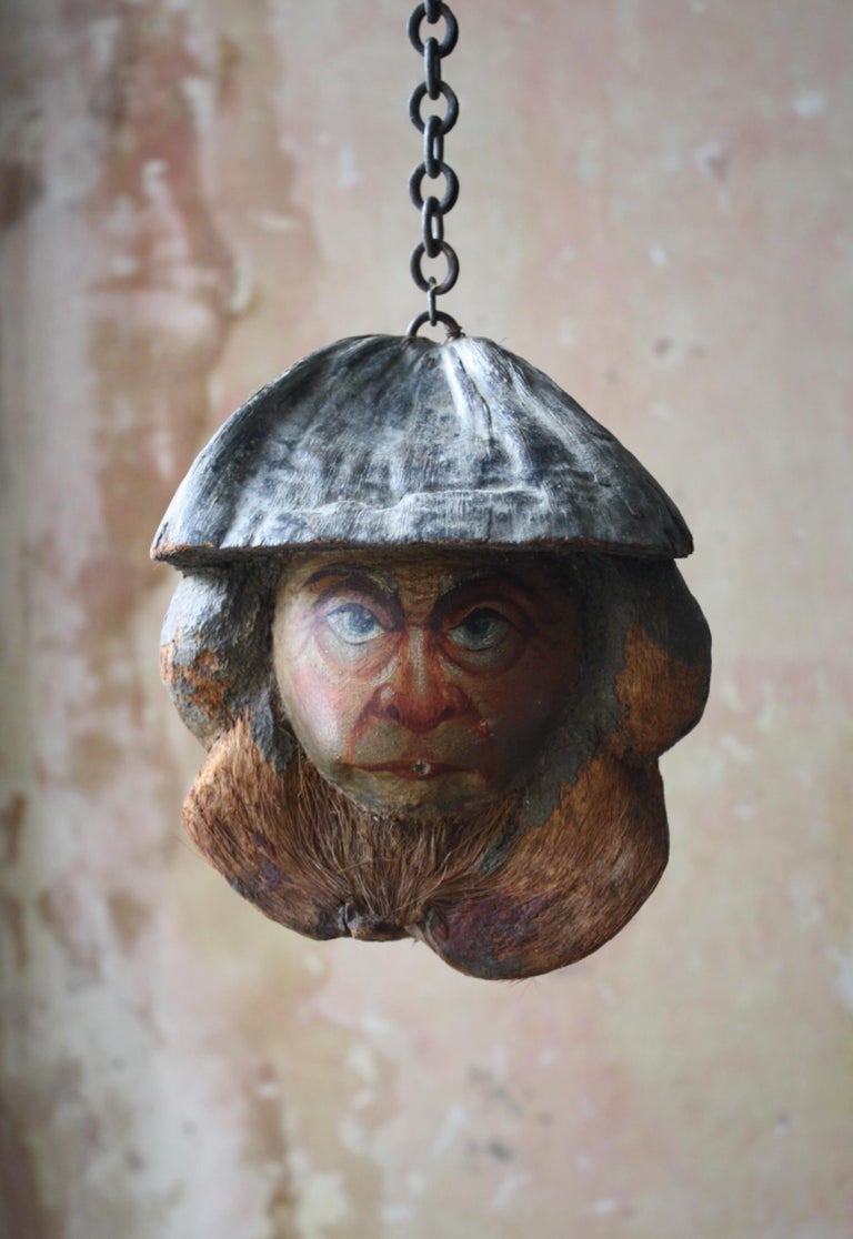 Early 20th C Curios Sailors Naval Maritime Carved and Painting Coconut ...