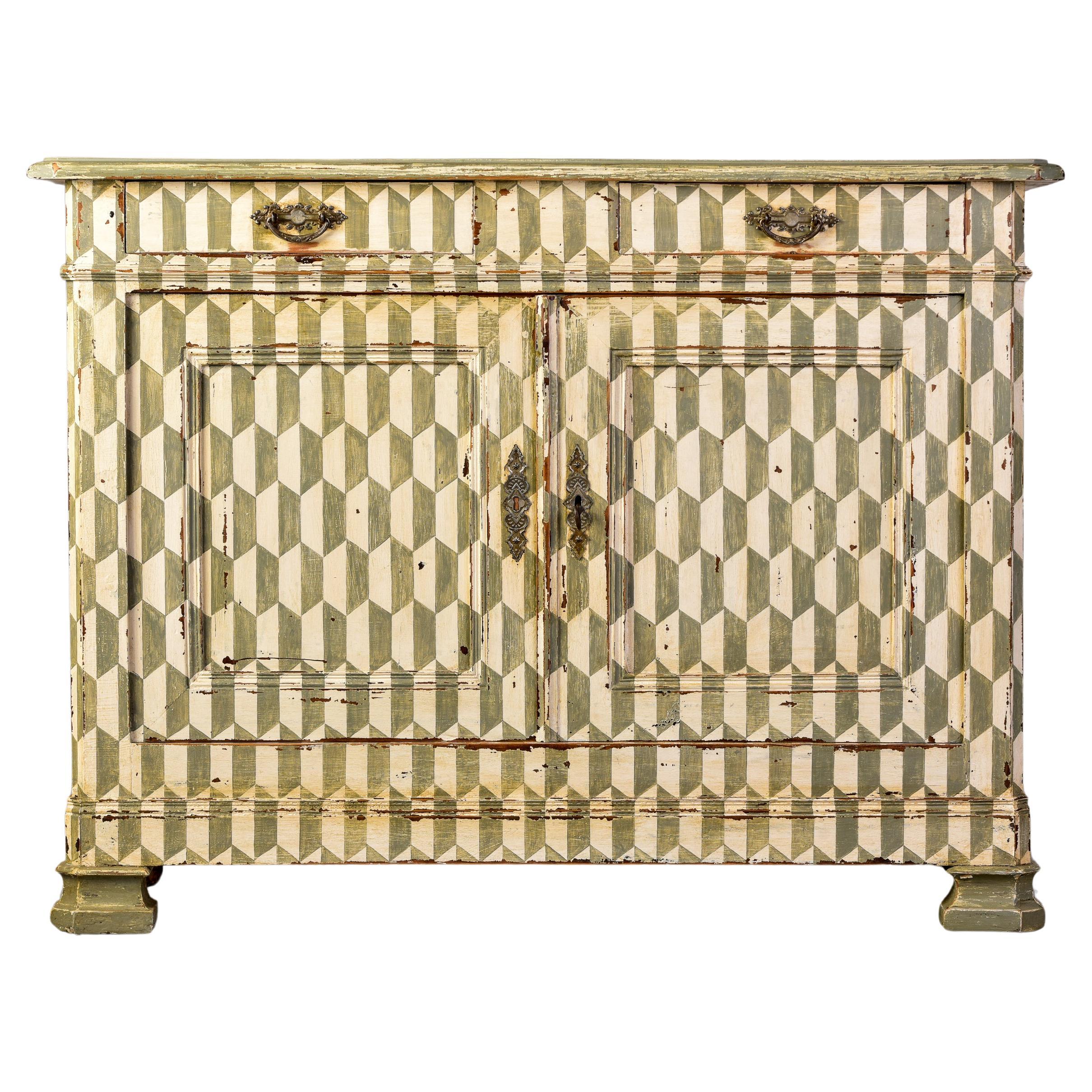 Early 20th C French Pine Cabinet With Gray and Bone Color Paint For ...