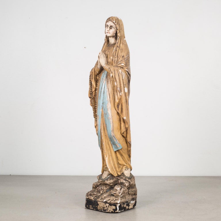 Early 20th Century French Virgin Mary Plaster Sculpture, circa 1940s ...