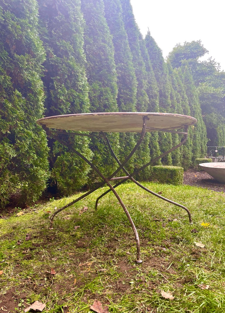 Early 20th C French Wrought Iron Folding Bistro Table For Sale at 1stDibs