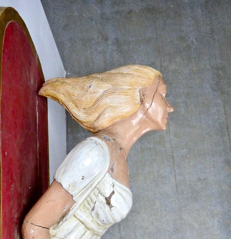 Early 20th Century Hand Carved Wooden Carnival/Circus Mermaid/Ship ...